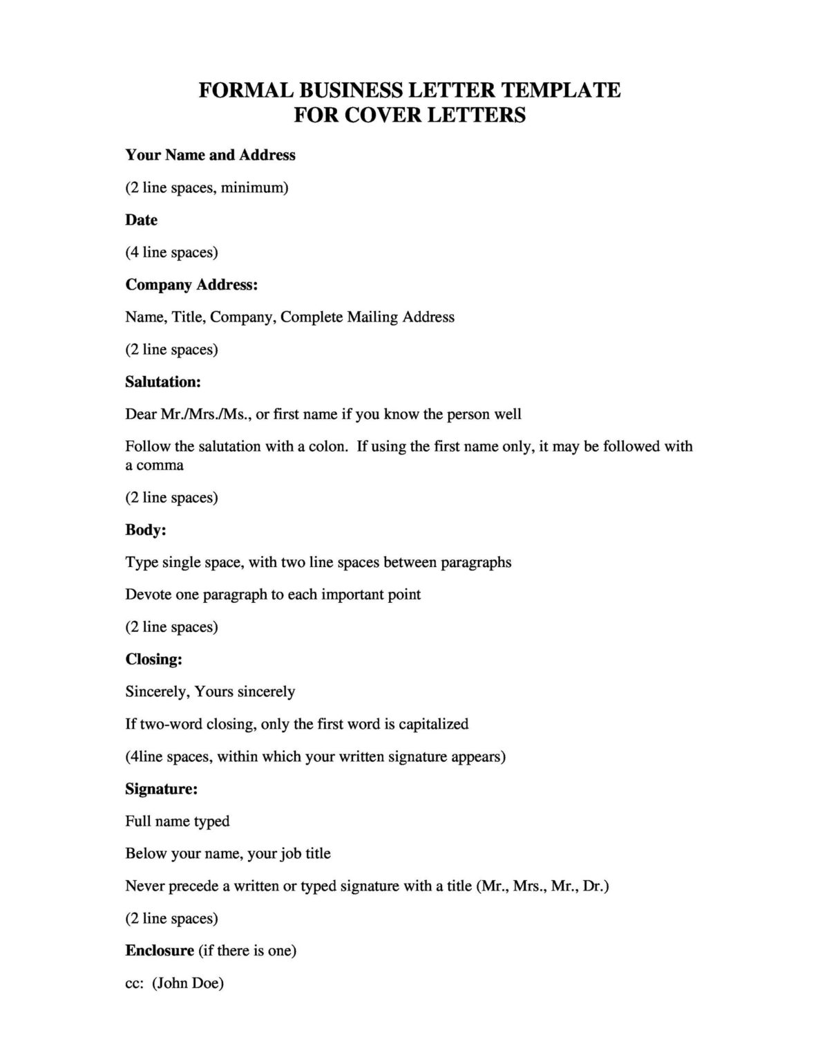 Formal Business Letter Format - Business Letter Format
