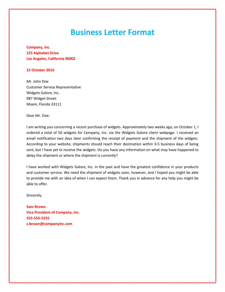 Writing Business Letter Format - Business Letter Format