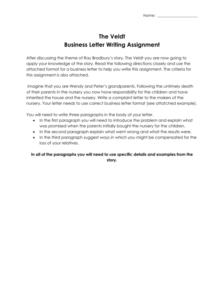 Business Letter Examples Assignment - Business Letter Format