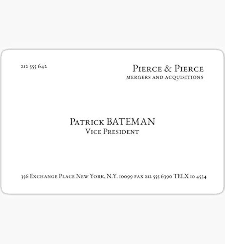 Printable Patrick Bateman Business Card - Business Letter Format