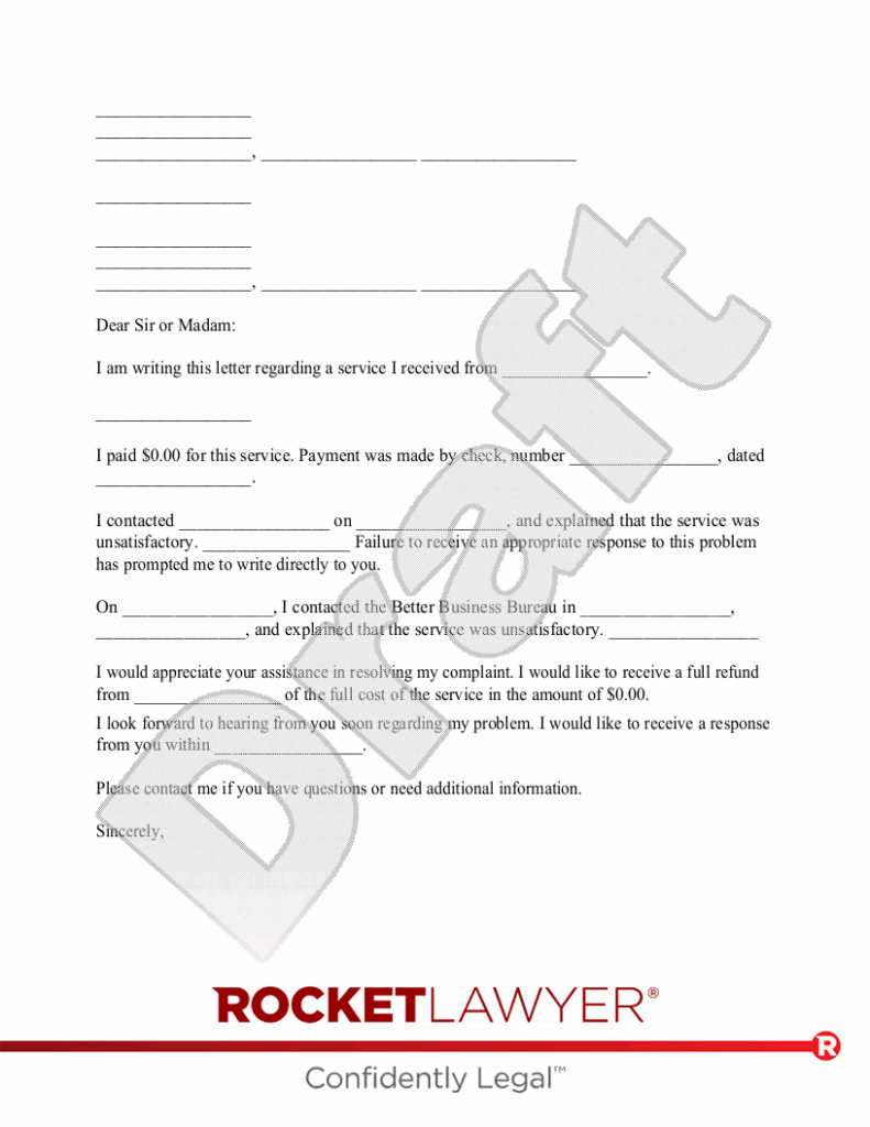 Better Business Bureau Complaint Form Printable - Business Letter Format