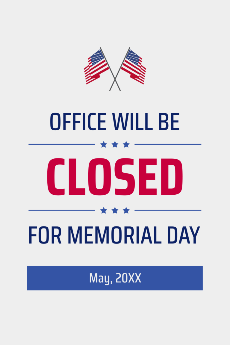 Free Printable Memorial Day Closed Signs For Businesses Business