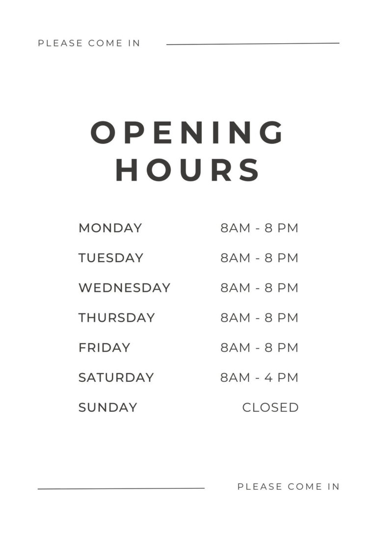 Free Printable Business Hours Template - Business Letter Format