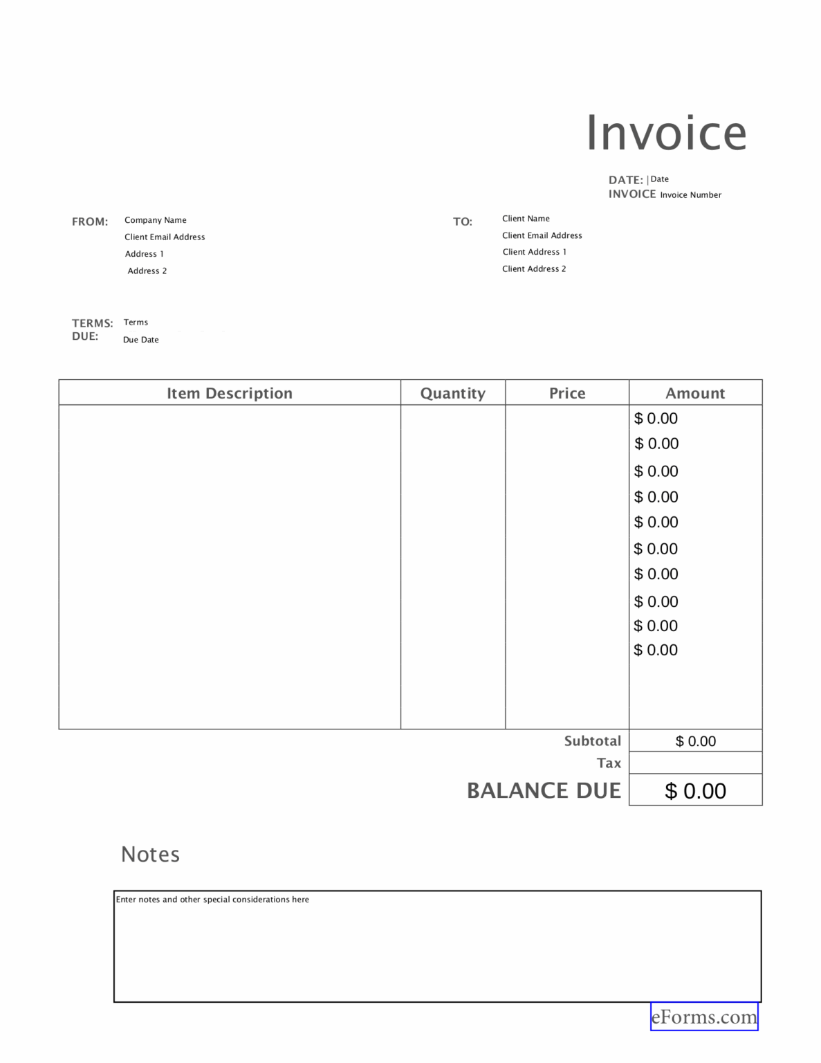 Free Printable Business Invoices - Business Letter Format