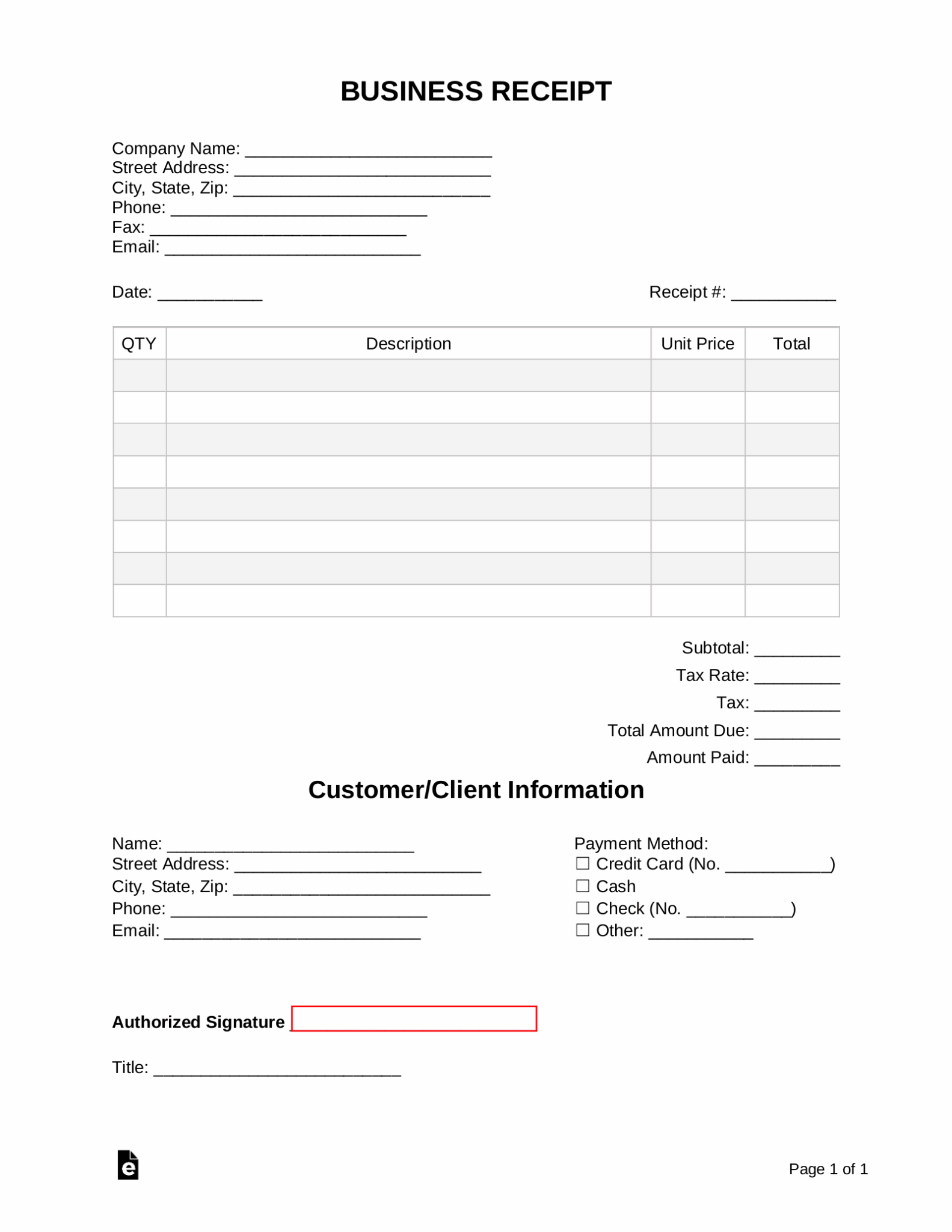 Free Printable Receipts For Business – Business Letter Format