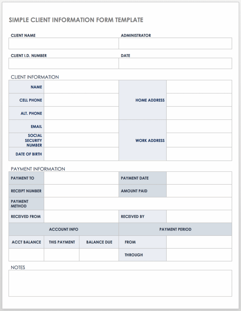 Business Printable Basic Customer Information Form Template Word ...
