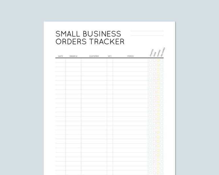Small Business Free Printable Order Tracker - Business Letter Format