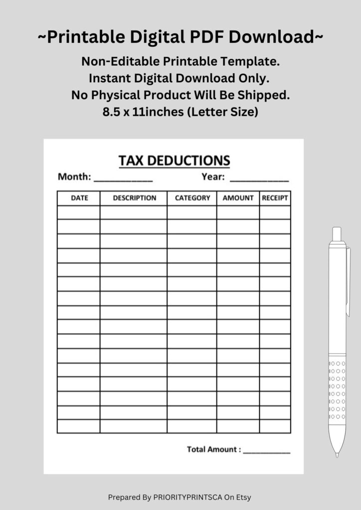 Small Business Tax Deductions Checklist 2025 Printable - Business ...